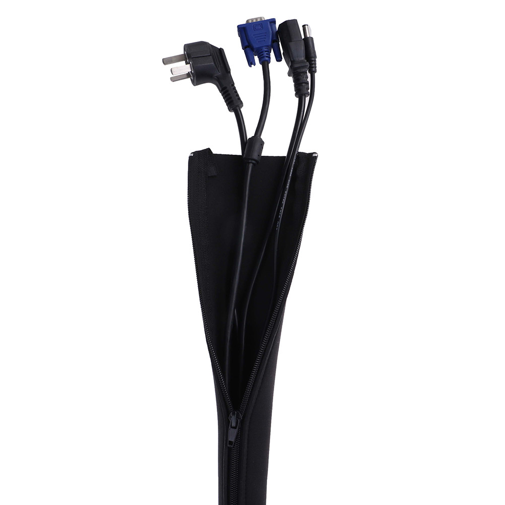 1Pc DIY neoprene cable management sleeve zipper wrap wire hider cover ...