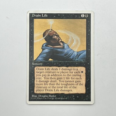 Magic The Gathering MTG Drain Life - 4th Edition - VG Authentic ...