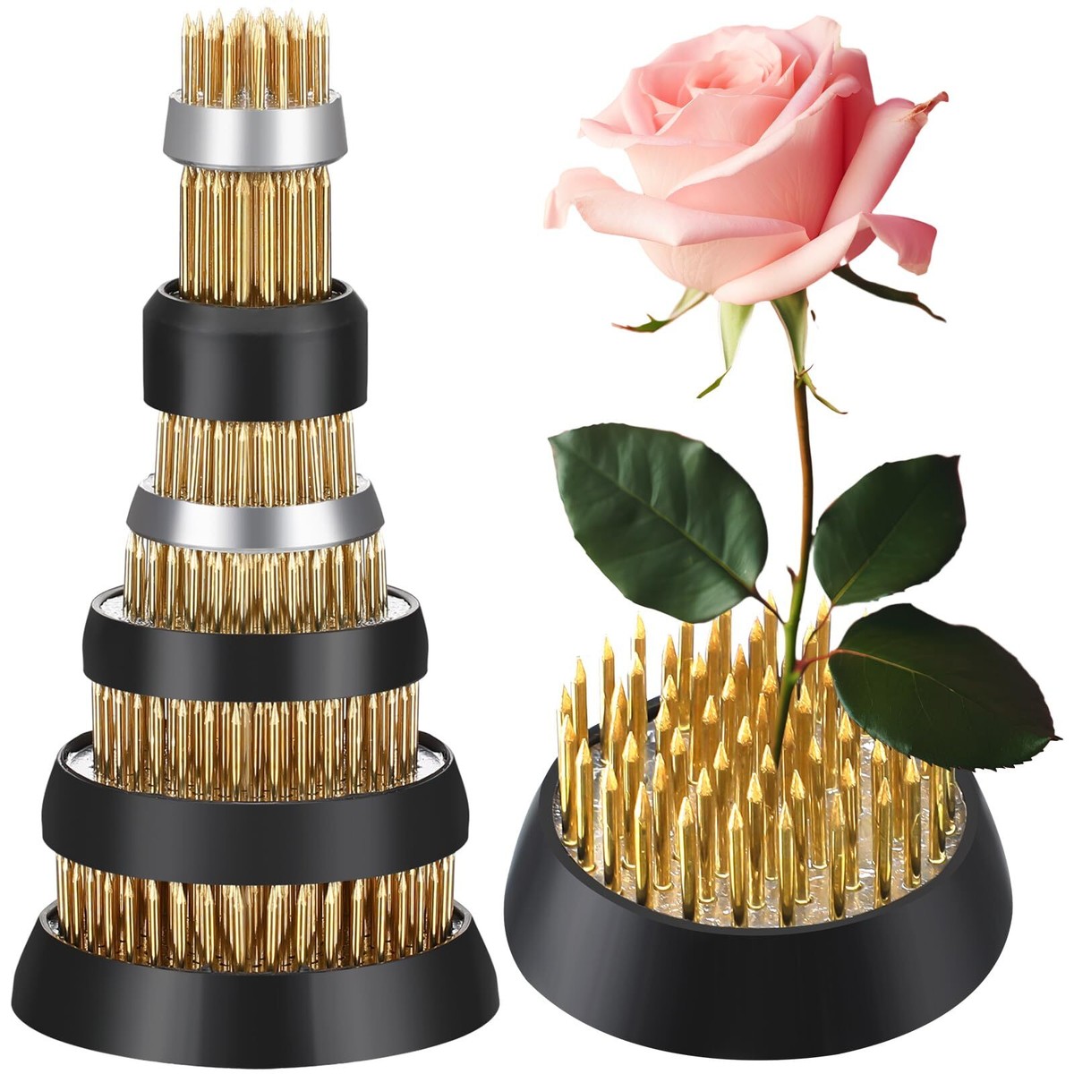 Flower Arrangement Holder 10-Pack Mini Floral Frogs (0.9” Metal Pin Holders) - Japanese Kenzan ...