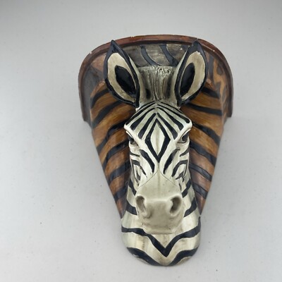 Cast Resin 8" Zebra Wall Sconce Shelf Sculpture Africa Safari Zoo ...