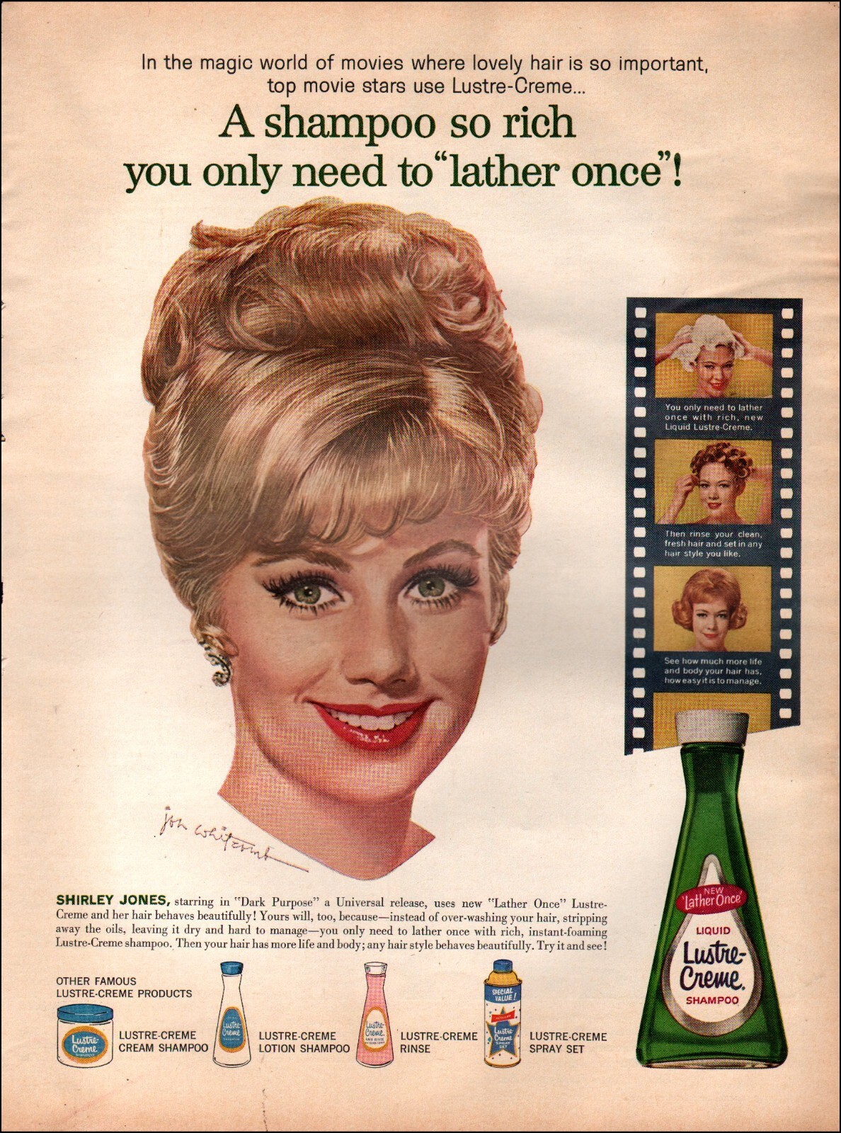 1960's Vintage ad Lustre Creme Shampoo actress Shirley Jones Art Jon ...