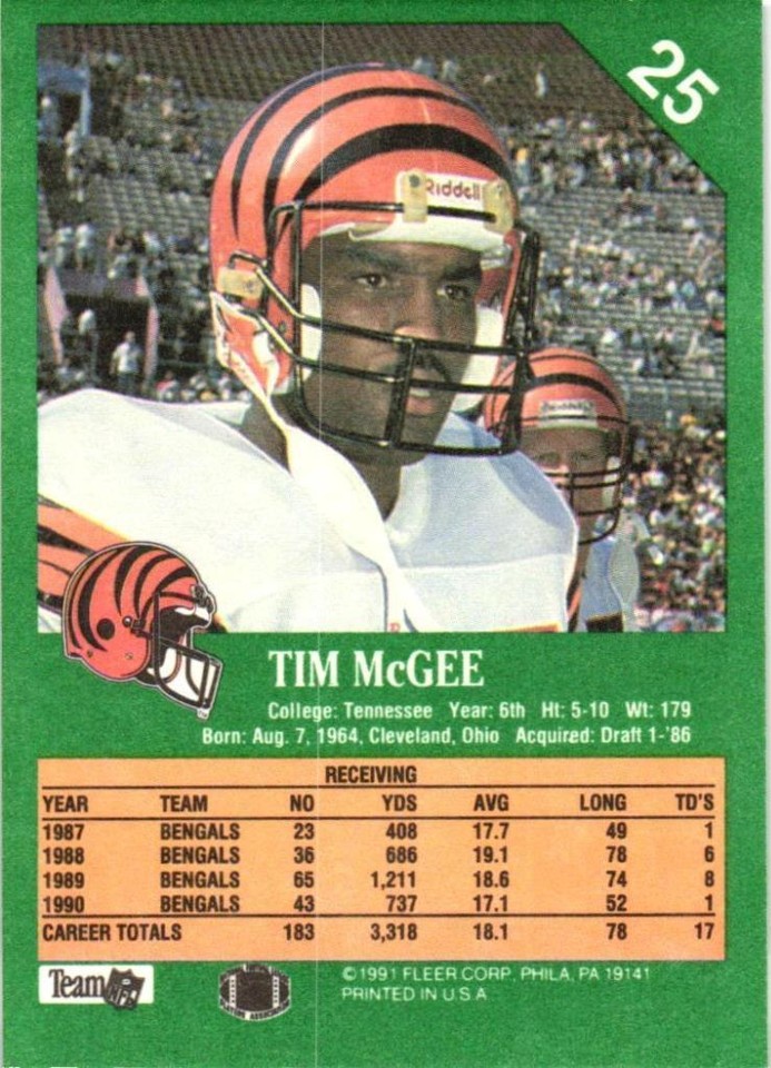 TIM MCGEE 1991 Fleer #25 FREE SHIPPING B10R3S8P2 | eBay