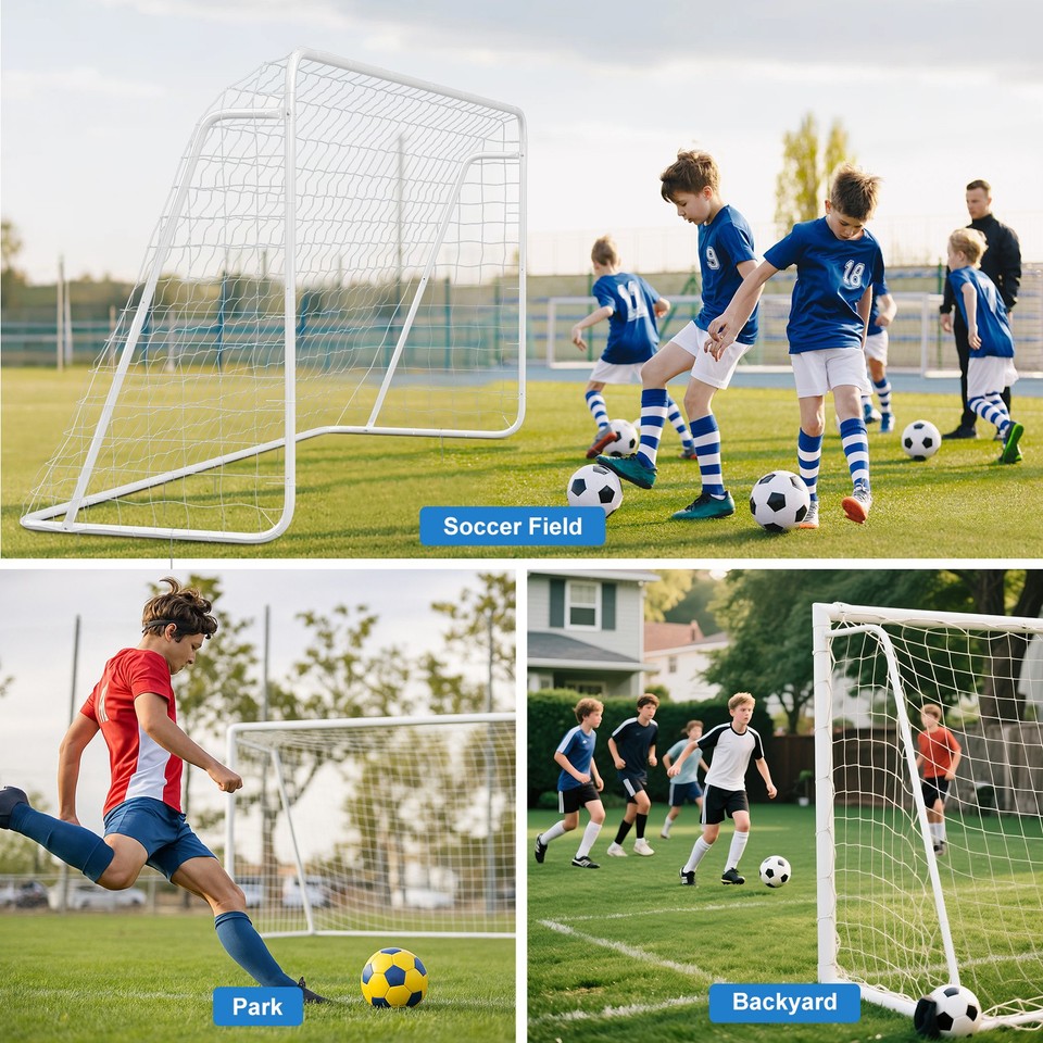 12 x 6' Portable Soccer Goal Net Steel Post Frame Backyard Football ...