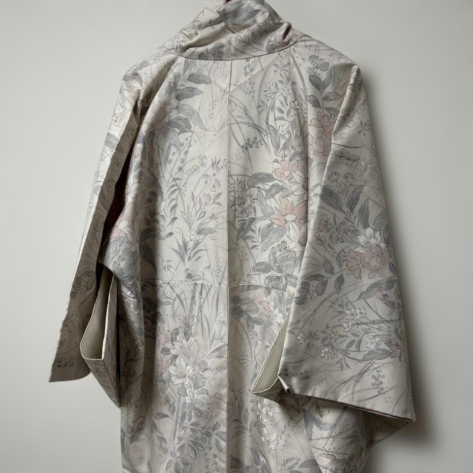 ️Showa Retro ️Homongi Antique Haori Light colored flower pattern Pink ...