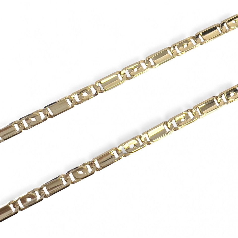 Y.T. 14k Yellow Gold Tiger Eye Link 6.80mm Chain Necklace 51.9g 24 ...