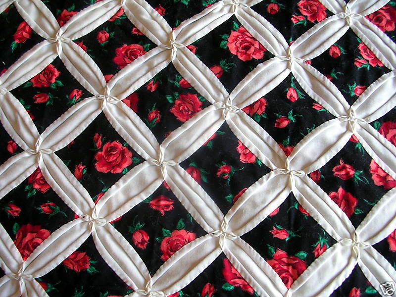 Cathedral Window Quilt, Red Rose Pattern, Queen Size | eBay