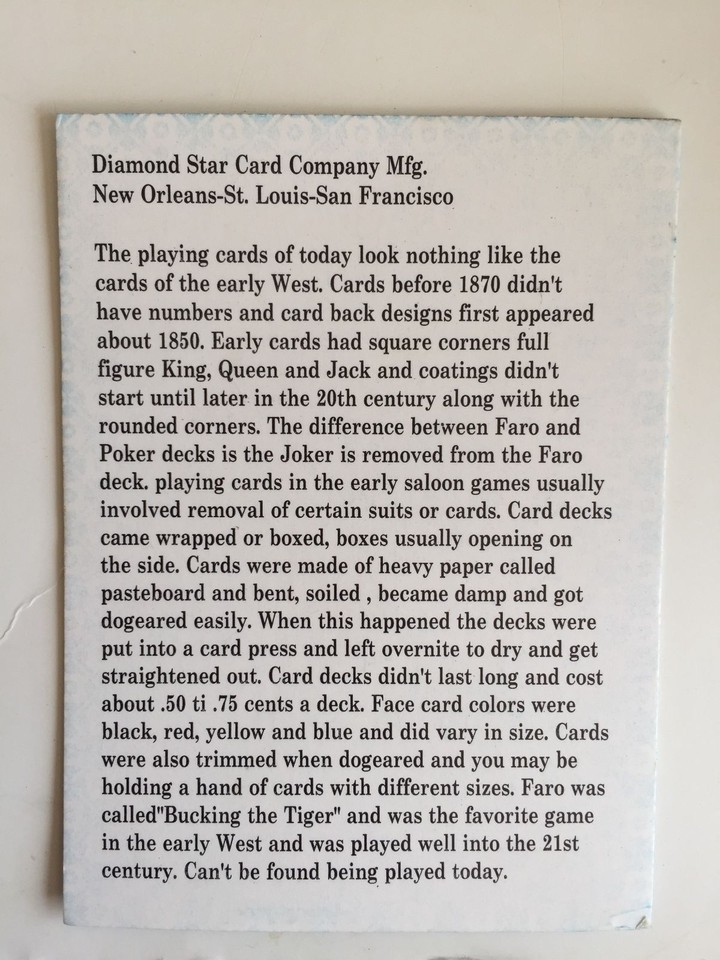 Old West Pharo Playing Card Deck - Faro - Poker - Cards - Saloon ...