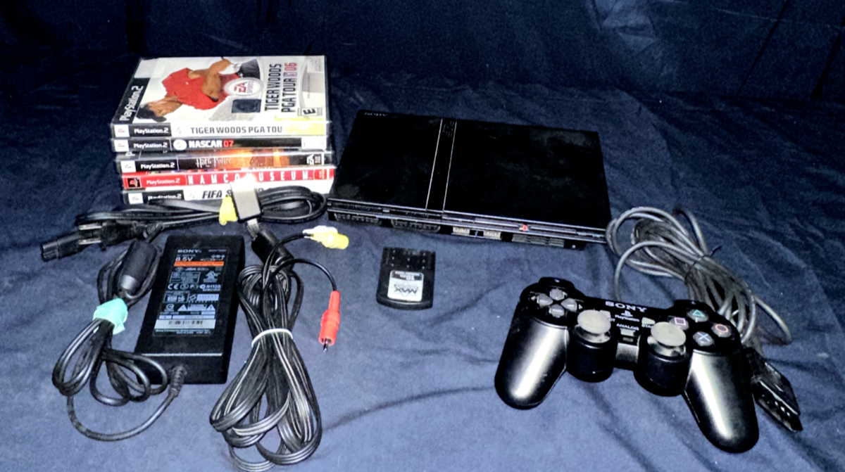 Sony PlayStation 2 PS2 Console Bundle Black SCPH-75001 4 Games 16MB ...