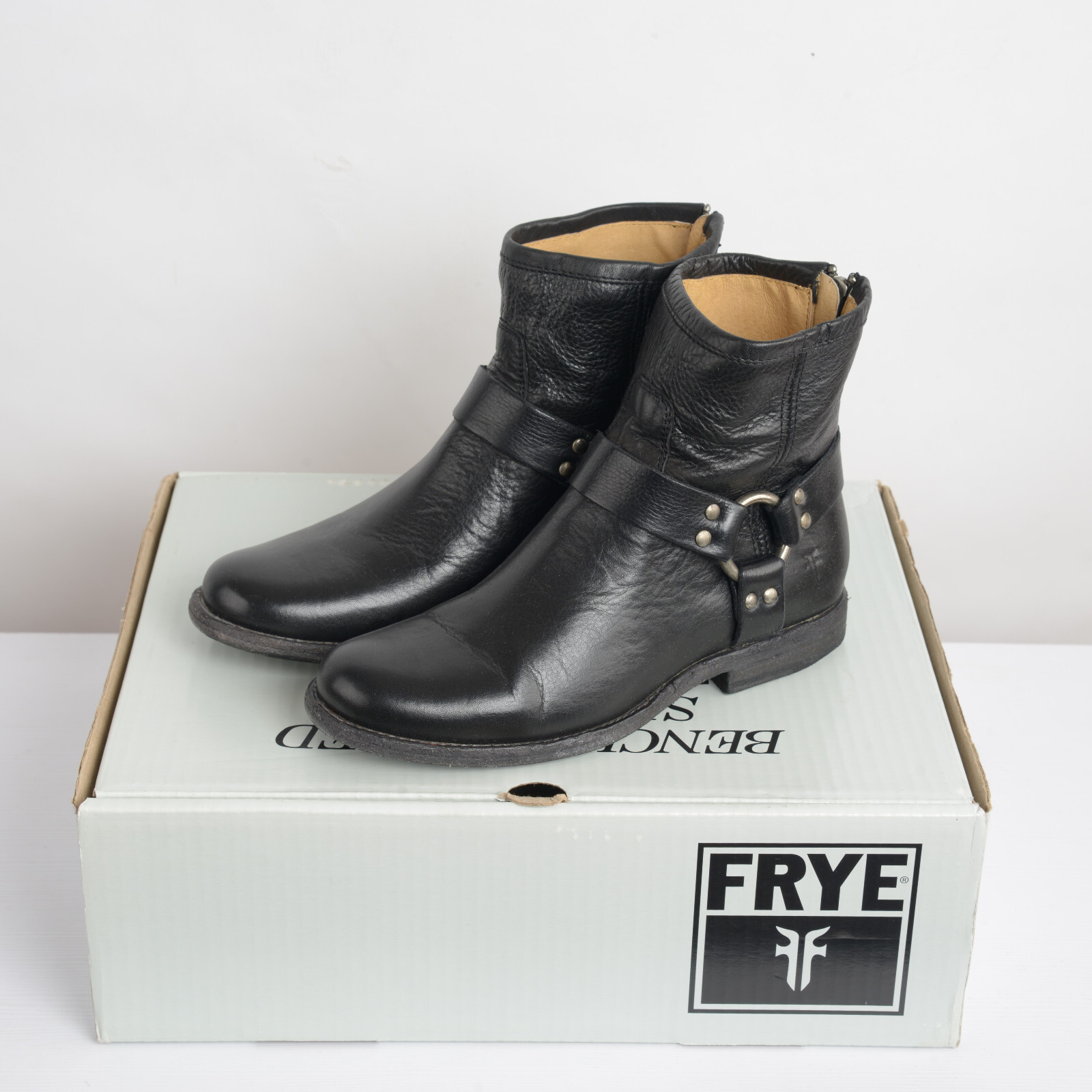 Frye 76870 Phillip Harness Ankle Leather Riding MOTORCYCLE BUCKLE BOOTS ...
