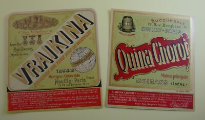 LOT DE 2 ETIQUETTES GRANDES QUINQUINA BOISSONS ALCOOL APERITIF LABEL ...