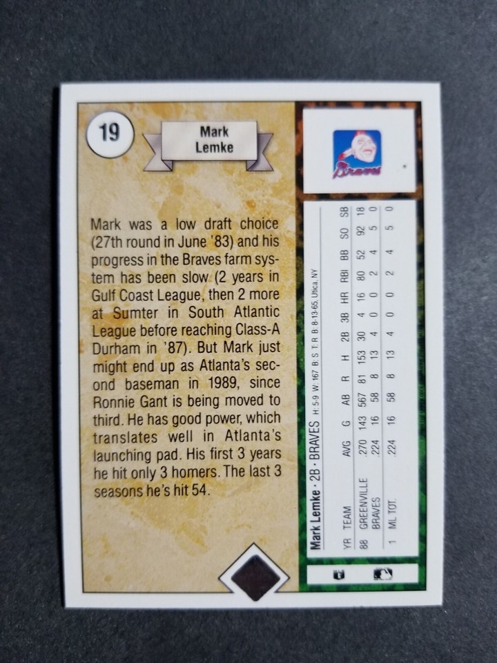 1989 Upper Deck rookie MARK LEMKE card # 19 [C21] | eBay