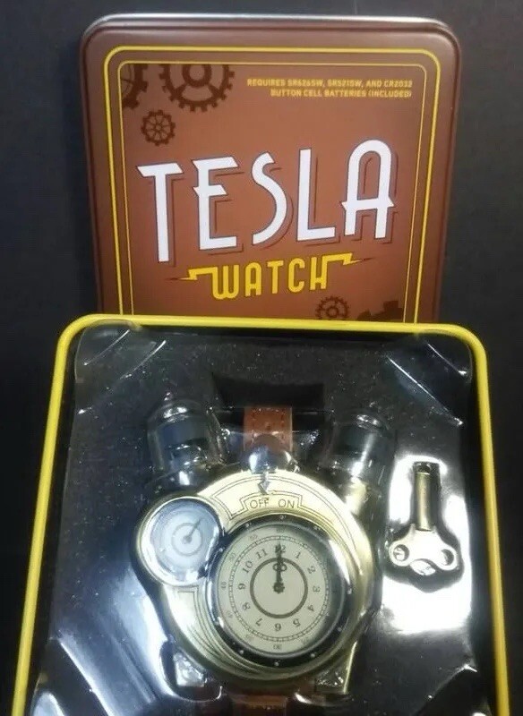 ThinkGeek TESLA WATCH Steampunk Leather band w/ key - New in Box | eBay