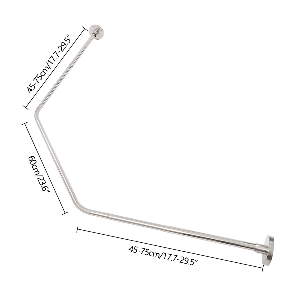 Shower Curtain Rod Wall Mounted L Shaped Bathroom Corner Shower Curtain ...