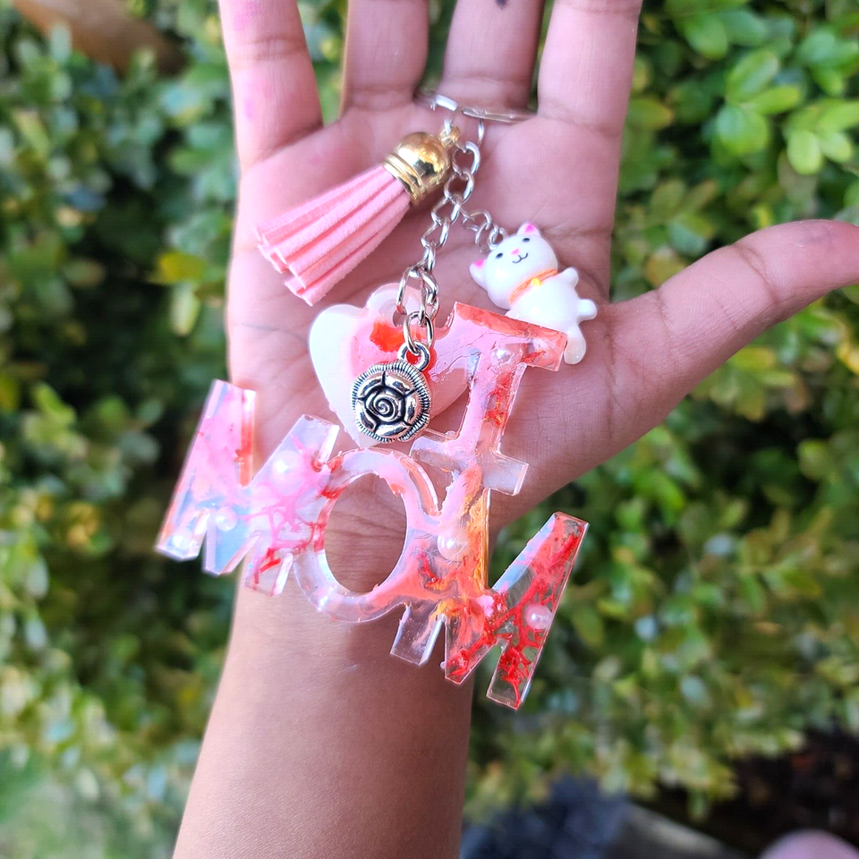 'I Love Mom' Heart Charm Keychain Gifts for MOM for Wallet, Bag ...