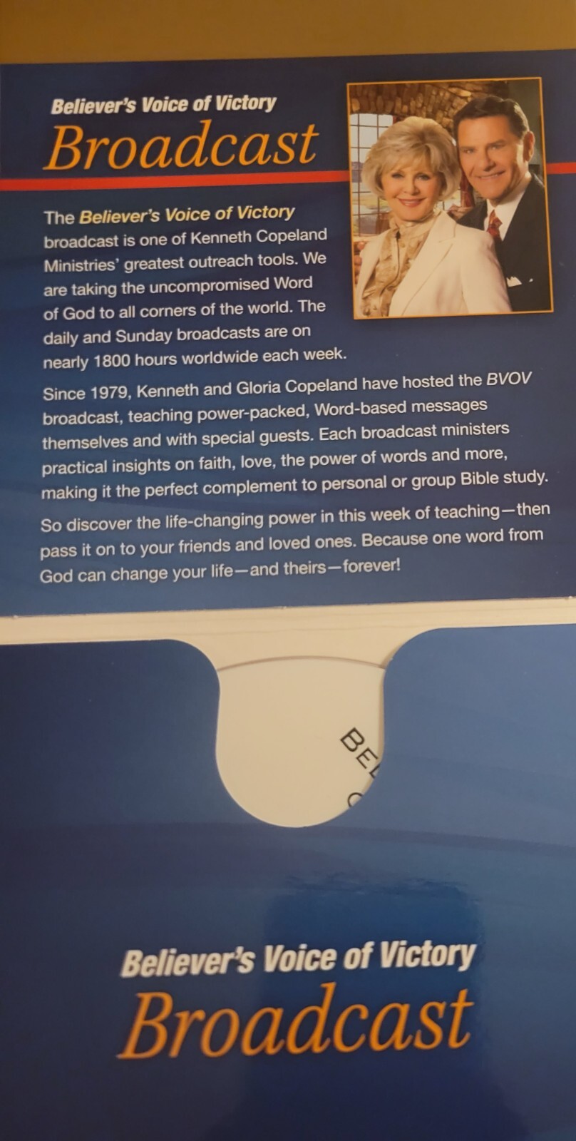 BELIEVER'S VOICE OF VICTORY Broadcast KENNETH COPELAND DVD July 27-31 ...