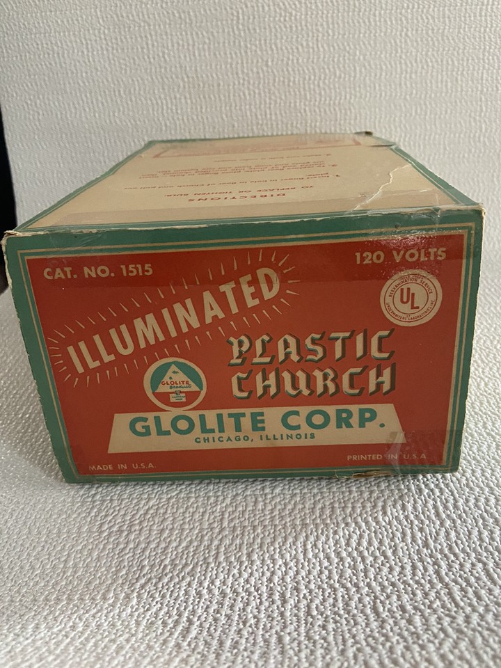 Vtg Glolite Illuminated Plastic Christmas Church Holiday Village Chapel ...