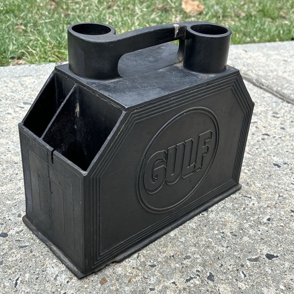 Vintage GULF Battery Service Gas Oil Station Service Kit Carrier Tote ...