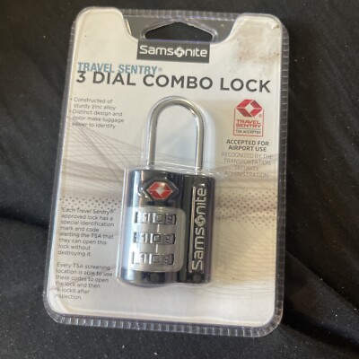 SAMSONITE Travel Sentry TSA Approved 3 Dial Combo Luggage Lock Black ...