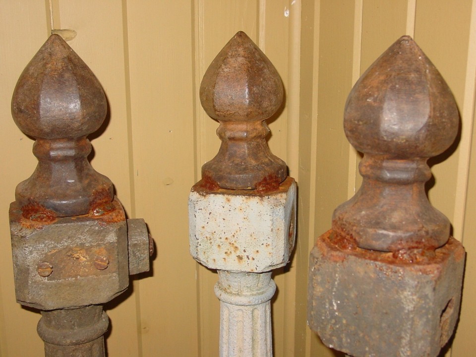 Three fancy antique cast iron fence or gate posts-signed------16165 | eBay