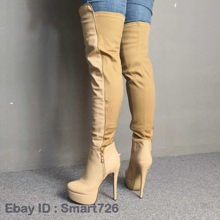 Women stilettos Thigh High Boots Platform High Heels Boots Shoes Plus Size | eBay