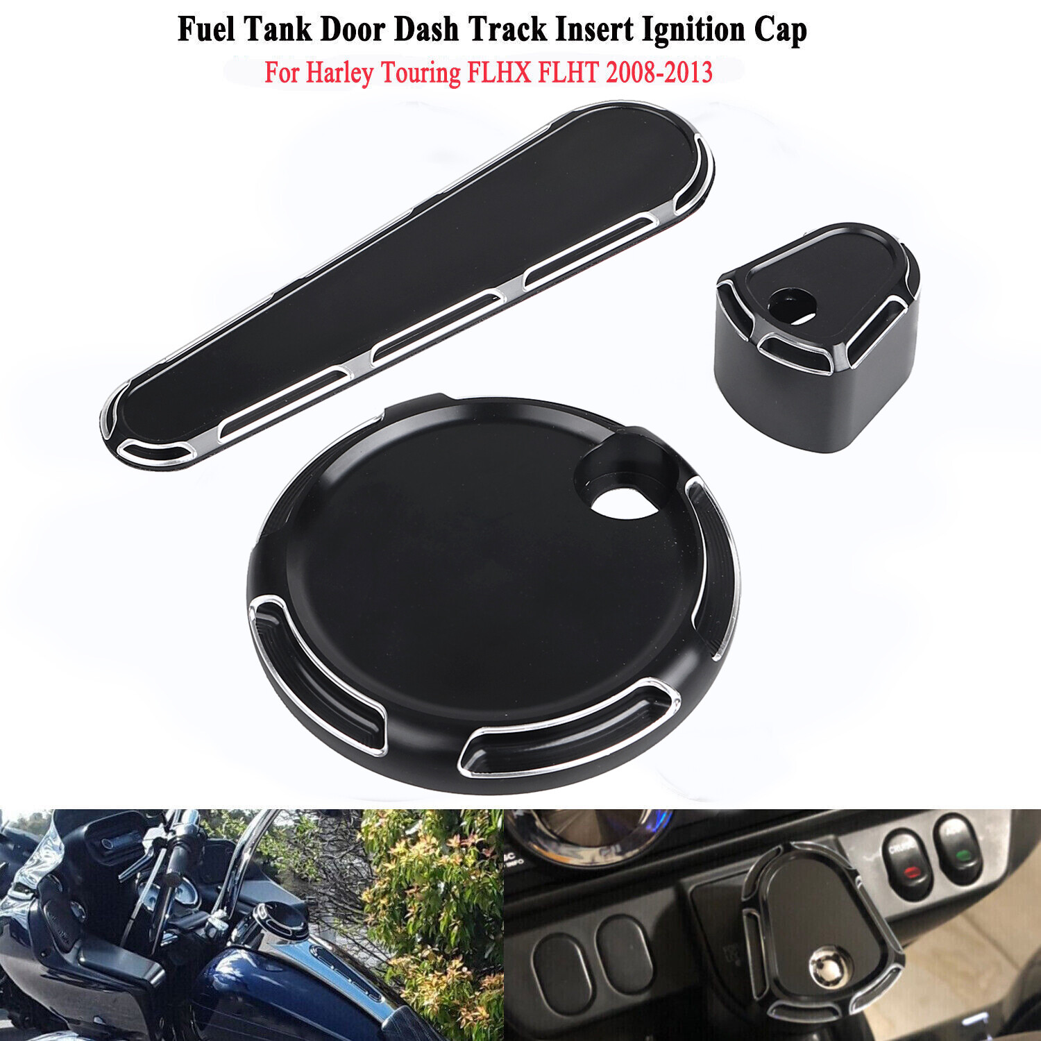 CNC Fuel Tank Door Dash Track Insert Ignition Cap For Harley Touring ...