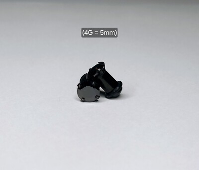 Ear Gauges (4G=5mm) Stainless Steel/Cubic Zirconia (Black) | eBay