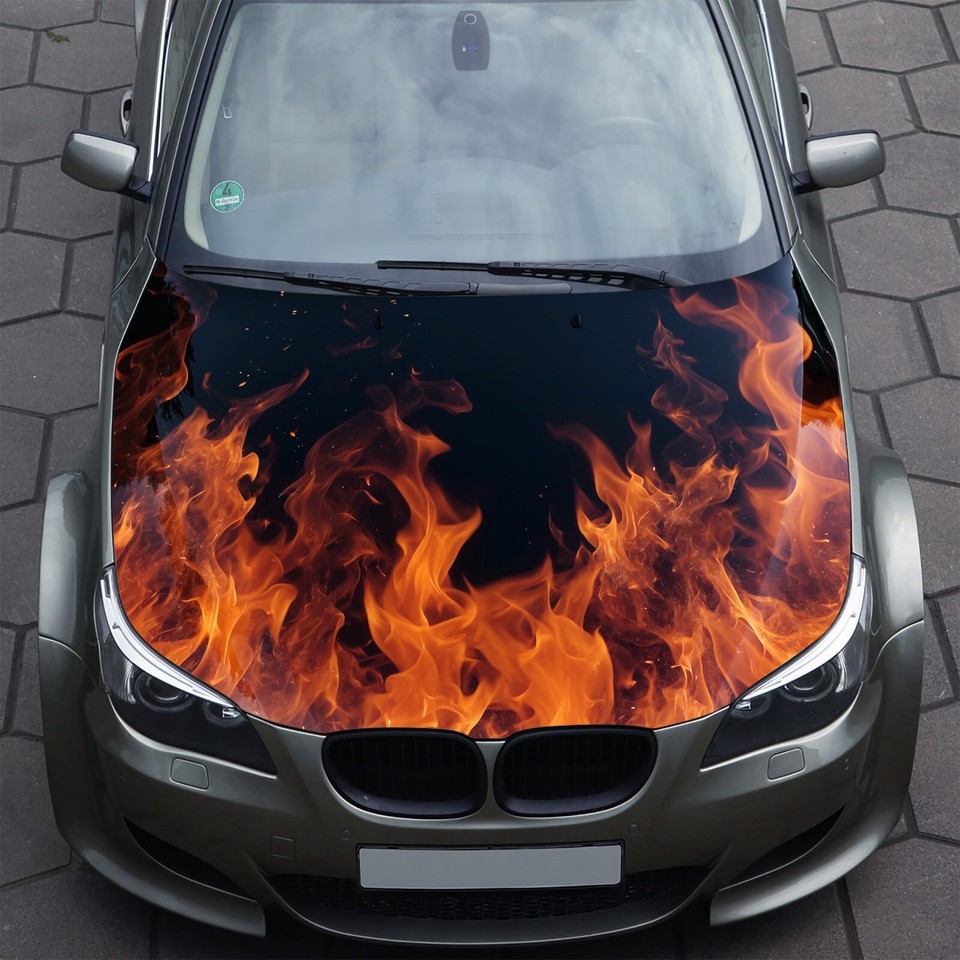 Fire Flames Car Hood Wrap Decal Vinyl Sticker Color Graphic ...