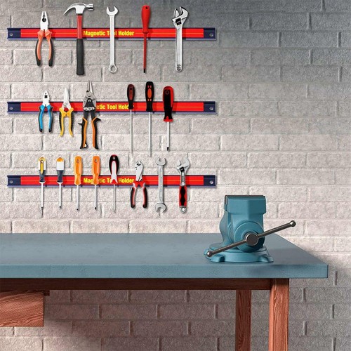 3 x 18" Wall Mounted Magnetic Tool Holder Bar Storage Rack Garage Rail ...