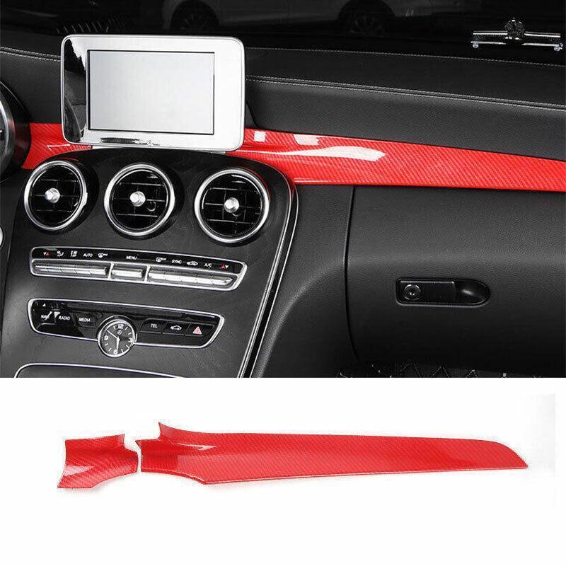 For Benz C-Class 15-21 Red Carbon Fiber pattern Central Console ...