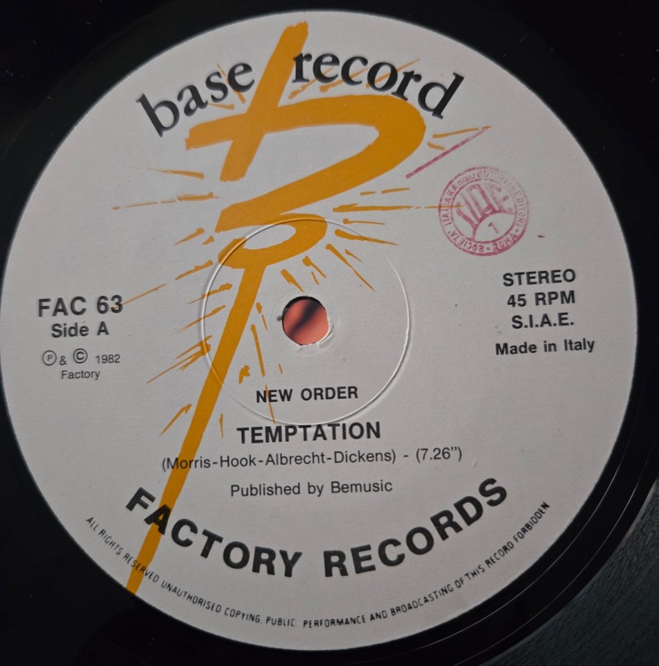 New Order 12" Temptation /Hurt (1982) Base Records FAC 63 import | eBay