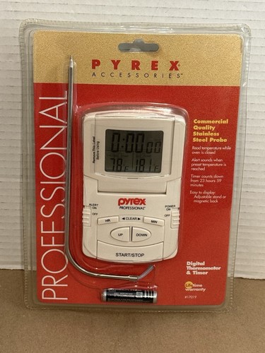 Pyrex Professional Digital Thermometer & Timer #17019 Vintage NEW 1999 ...
