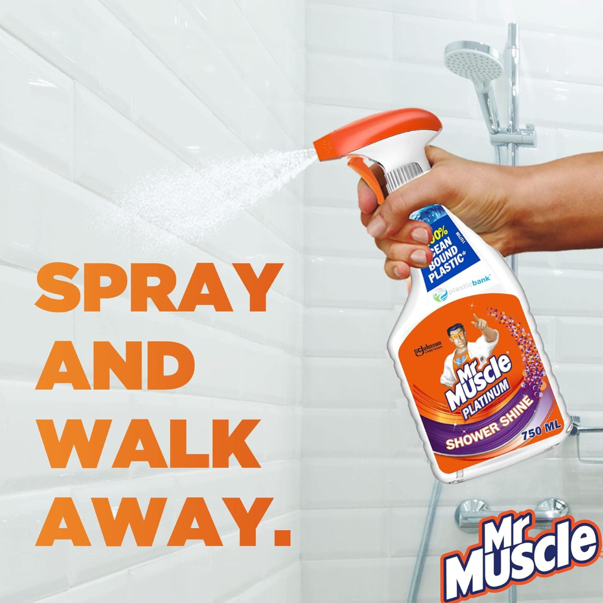 Mr Muscle Platinum Shower Shine Limescale Spray Shower, Door, Bathroom ...