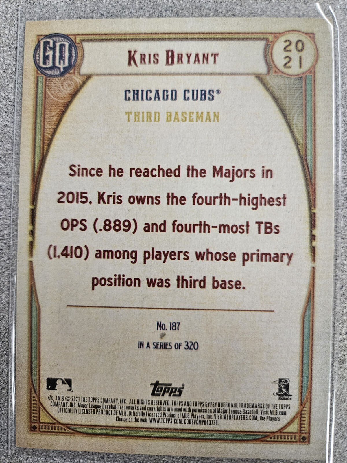 2021 Topps Gypsy Queen Kris Bryant Card #187 Chicago Cubs MLB | eBay