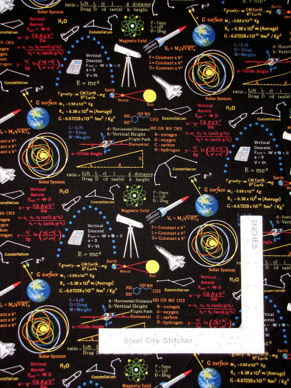 Space Star Rocket Telescope Cotton Fabric StudioE Planetary Missions By ...