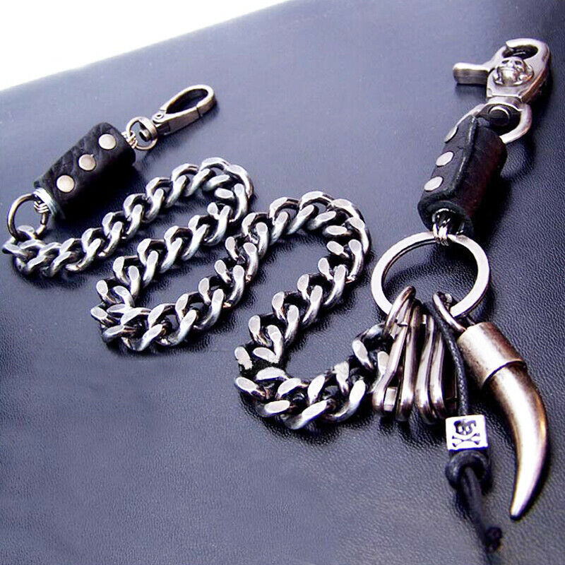 Men's Strong Leash Heavy Horn Metal Wallet Chains Biker Trucker Jean ...