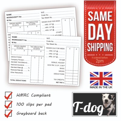 Wage Slips x 2 Pads of 100 sheets | eBay