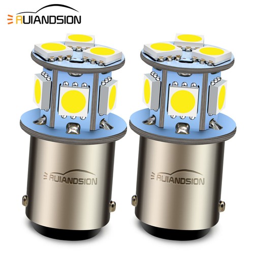 2pcs 12V BA15D LED LIGHT GLOBE WHITE 8 SMD Caravan Car Auto Indicator ...