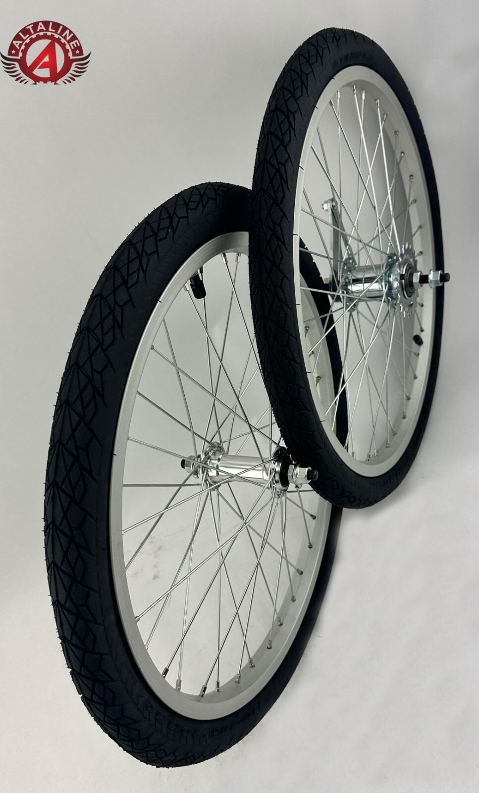 ALTALINE 20" X 1.50 ALLOY BMX FRONT & COASTER RIMS W/ SEMI-SLICK TIRES ...