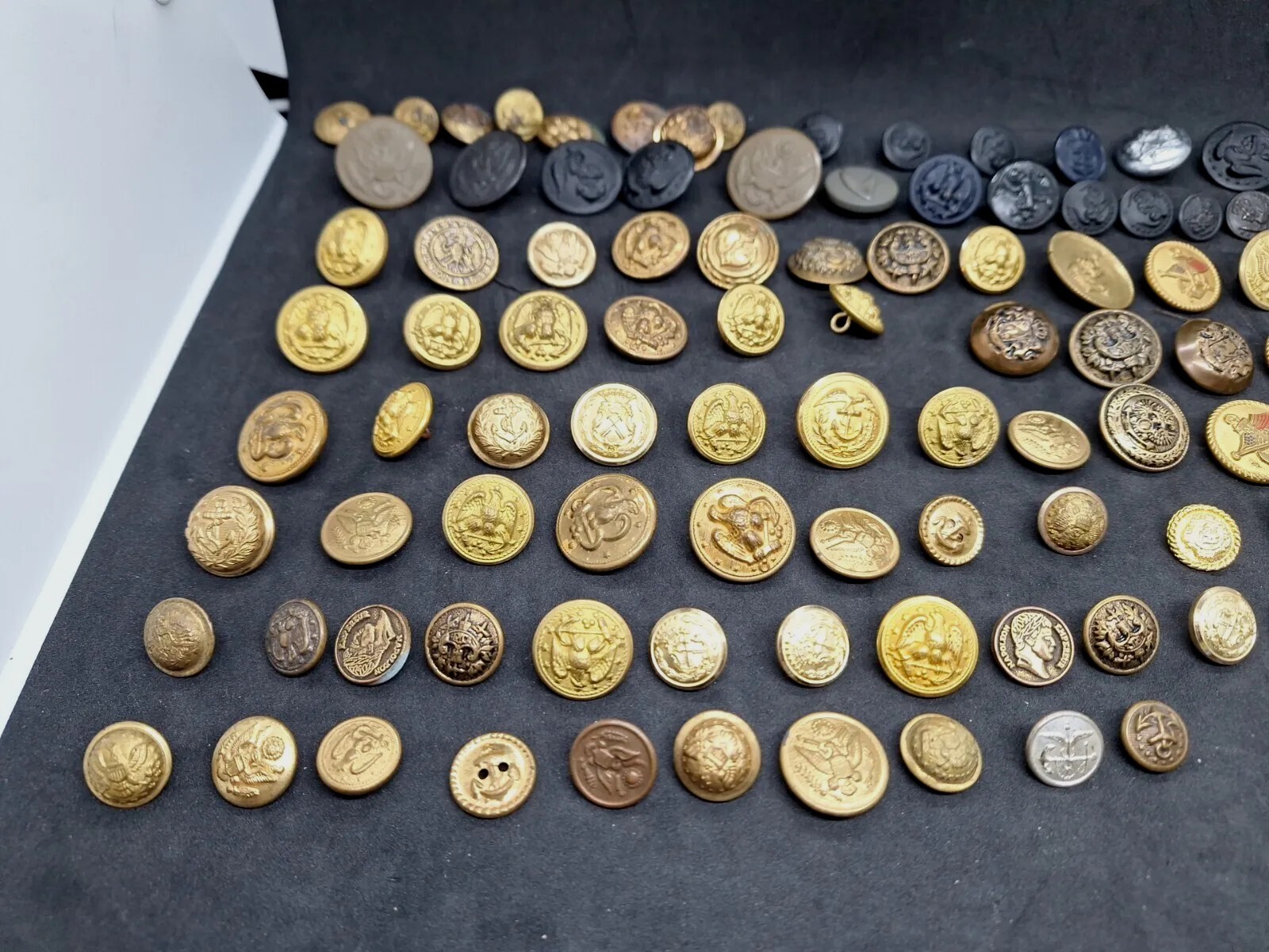 Huge Vtg LOT OF 100+ Military Uniform Jacket Buttons Antique Brass ...