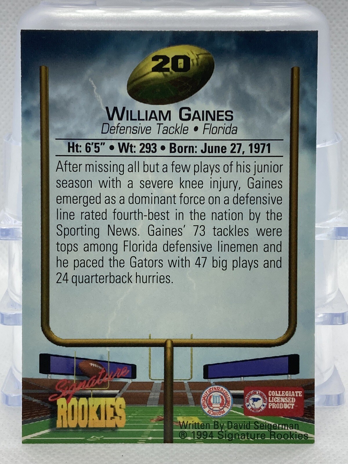 1994 Signature Rookies - William Gaines #20 Authentic Signatures /7750 ...