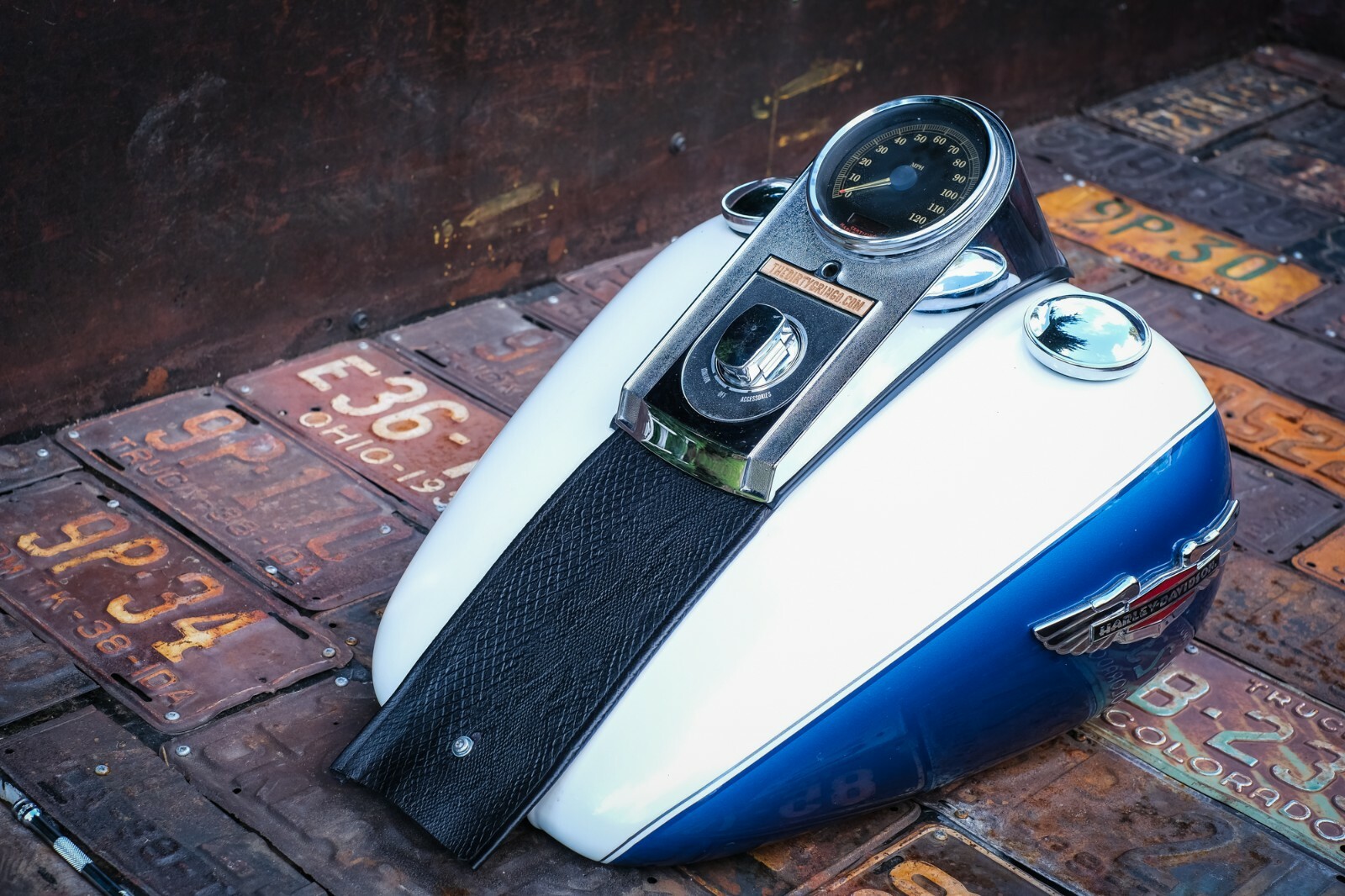 Harley Davidson Leather Fuel Gas Tank Panel Bib Black Snake Python Skin ...