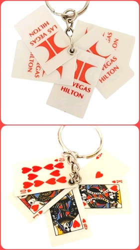 Las Vegas Hilton Vintage Playing Cards Keychain Royal Flush Souvenir ...