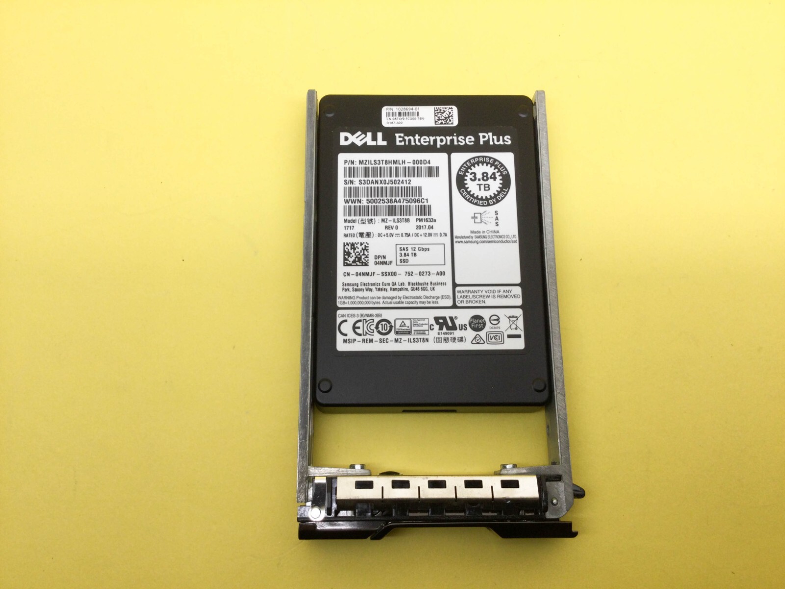 4NMJF Dell Compellent 3.84TB SAS 12Gbps RI 2.5'' SSD MZ-ILS3T8B Health ...