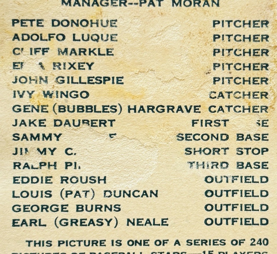 1922 (E120) AMERICAN CARAMEL ~ ADOLFO LUQUE ~ (PRE-WAR BASEBALL ...