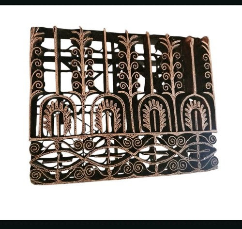 Vtg Copper Batik Stamp Intricate Fabric Handmade Large 8" X 6.5 ...