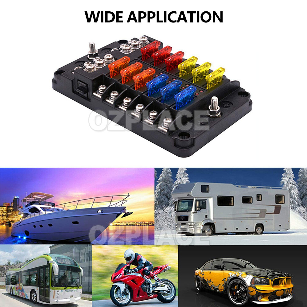 12 Way Auto LED Blade Fuse Box Block Holder 12V 32V Car Power ...
