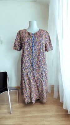 Vintage Handmade 60s Vibrant Pink Flower Mumu House Coat Dress Robe Sz ...