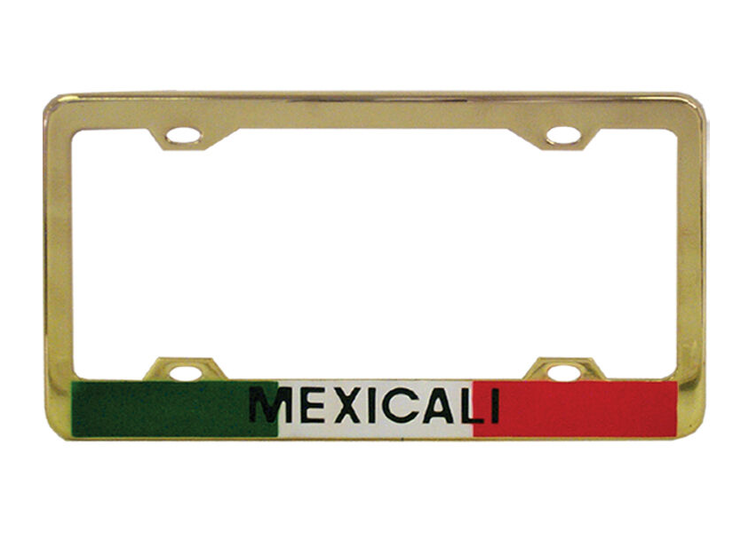 Mexico Flag Mexicali Gold Metal License Plate Frame Car Truck SUV | eBay