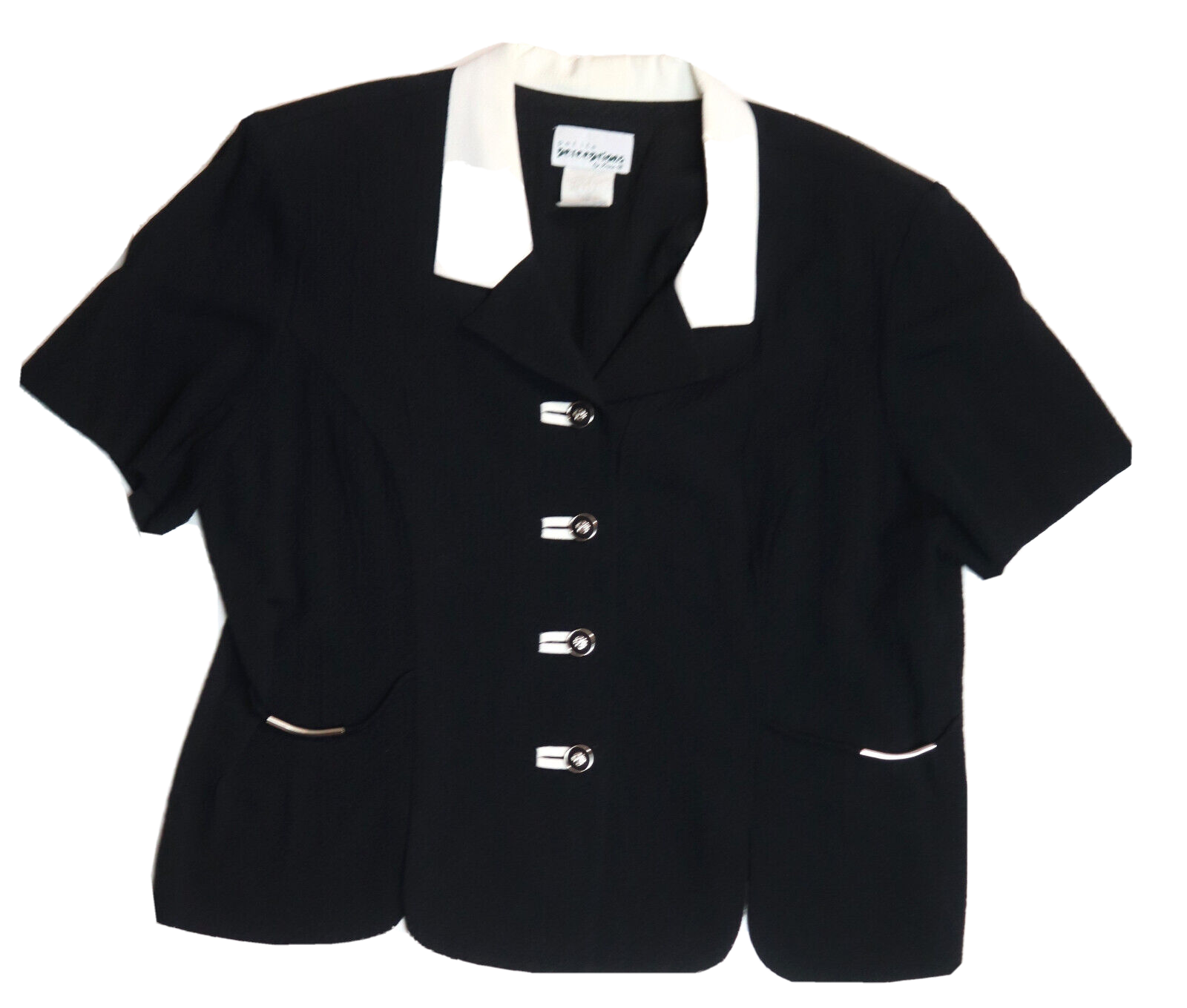 VINTAGE WOMEN S BLACK SHORT SLEEVE PANT SUIT - PERCEPTIONS - SIZE 16P ...