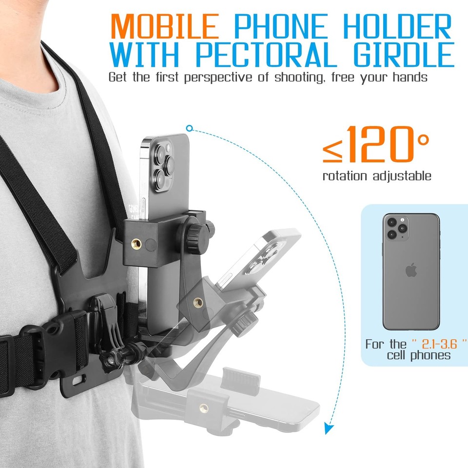 Mobile Chest Strap Mount Chest Harness Holder for VLOG/POV, with iPhone ...